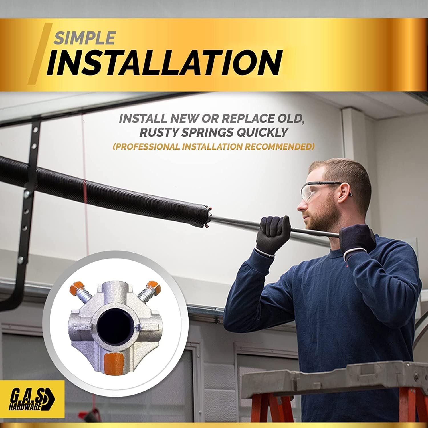 Garage Door Torsion Springs (295 x 2 x 41) | 1" ID Steel Bearing | Left and Right Hand Wound Replacement (Pair)