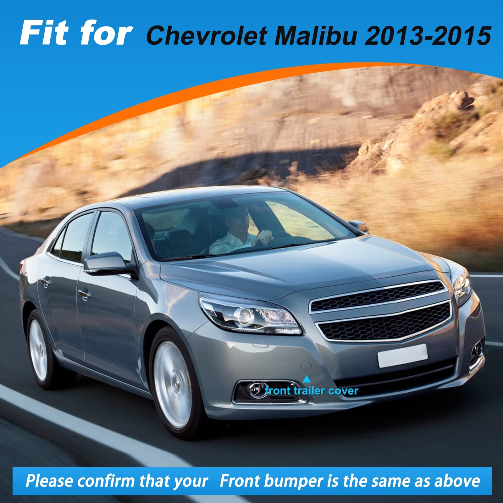 Front Bumper Tow Hook Cover Towing Eye Cap Fit for Chevrolet Malibu 2013 2014 2015 (Unpainted, Right Passenger Side)