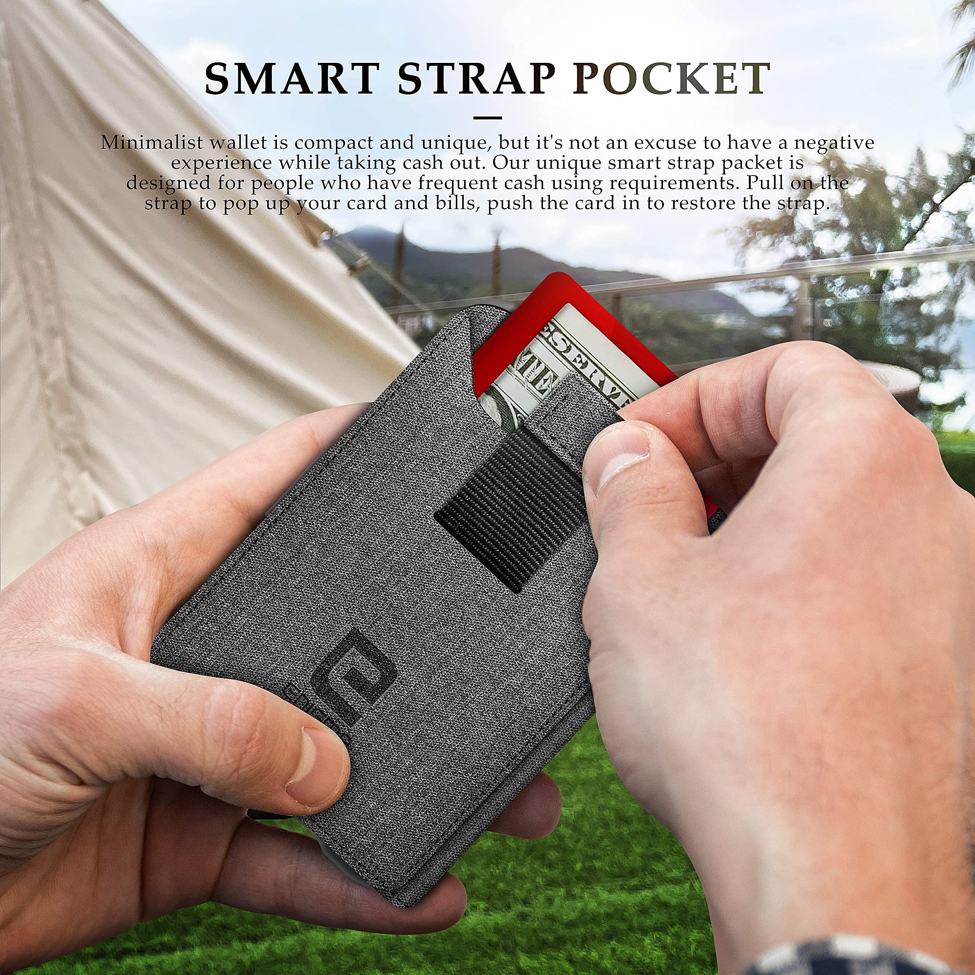 ENIGMA Dapper PU Leather Bifold Front Pocket Slim Wallet for Men, Aluminum Metal Travel Tactical RFID Blocking Card Holder Money Clip, Ideal Men's Gift (Grey)