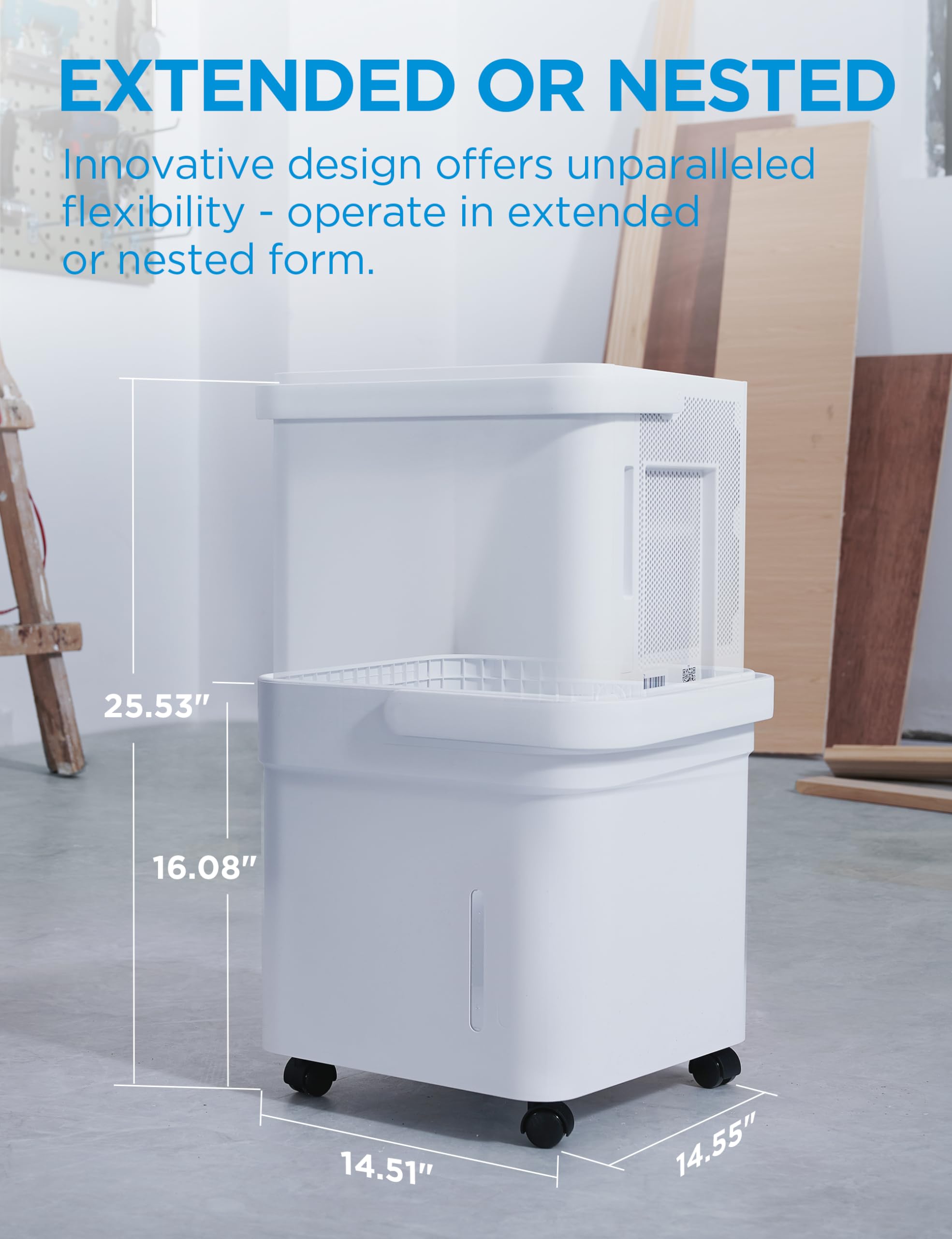 Midea Cube 50 Pint Dehumidifier for Basement and Rooms at Home for up to 4,500 Sq. Ft., Built-in Pump, Drain Hose Included, Smart Control, Works with Alexa (White), ENERGY STAR Most Efficient 2023