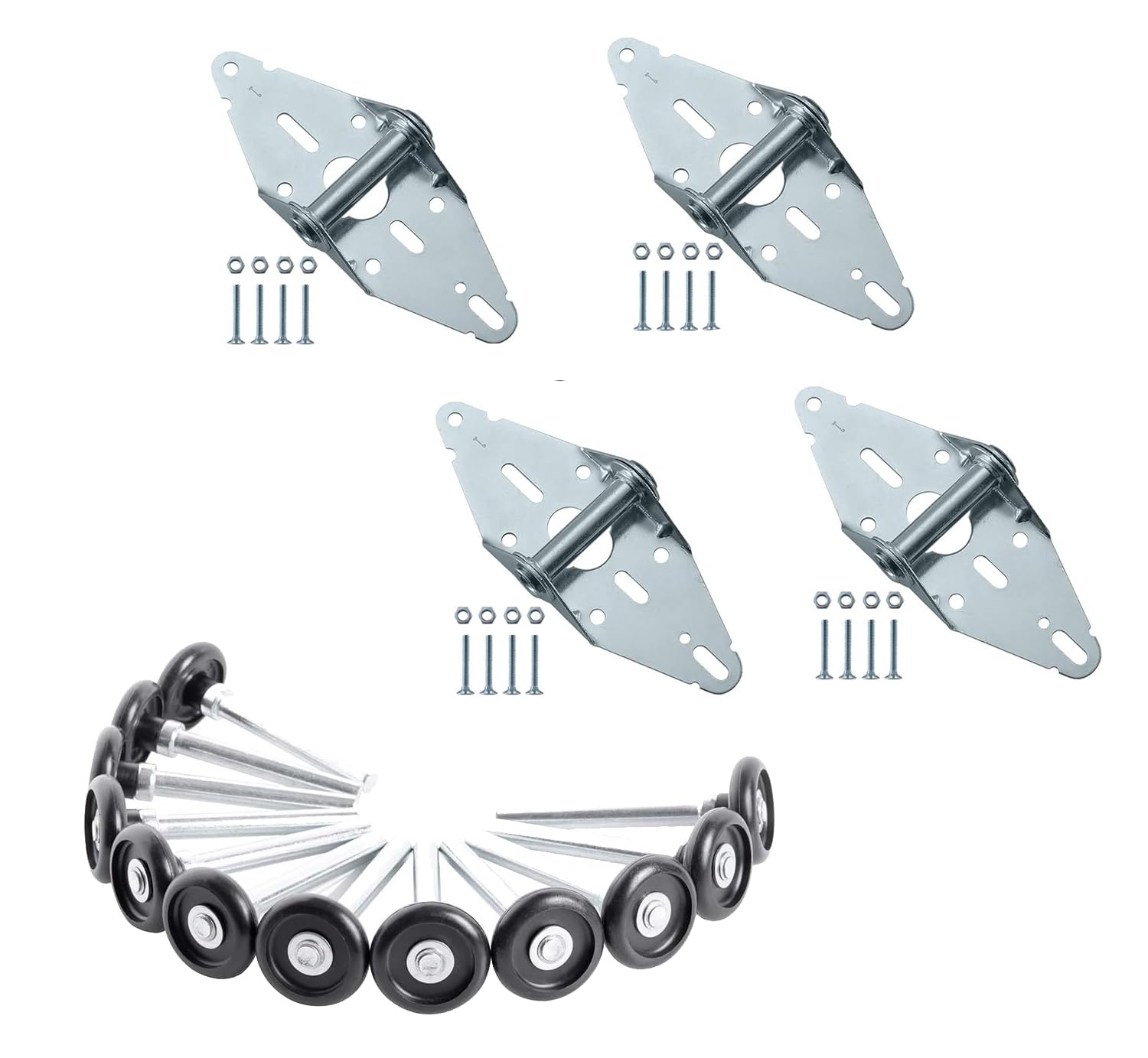 HOME MASTER HARDWARE 1-3/4" Nylon Garage Door Rollers 12 Pack + 4 Pack Garage Door Hinge Heavy Duty 14 Gauge Steel #1