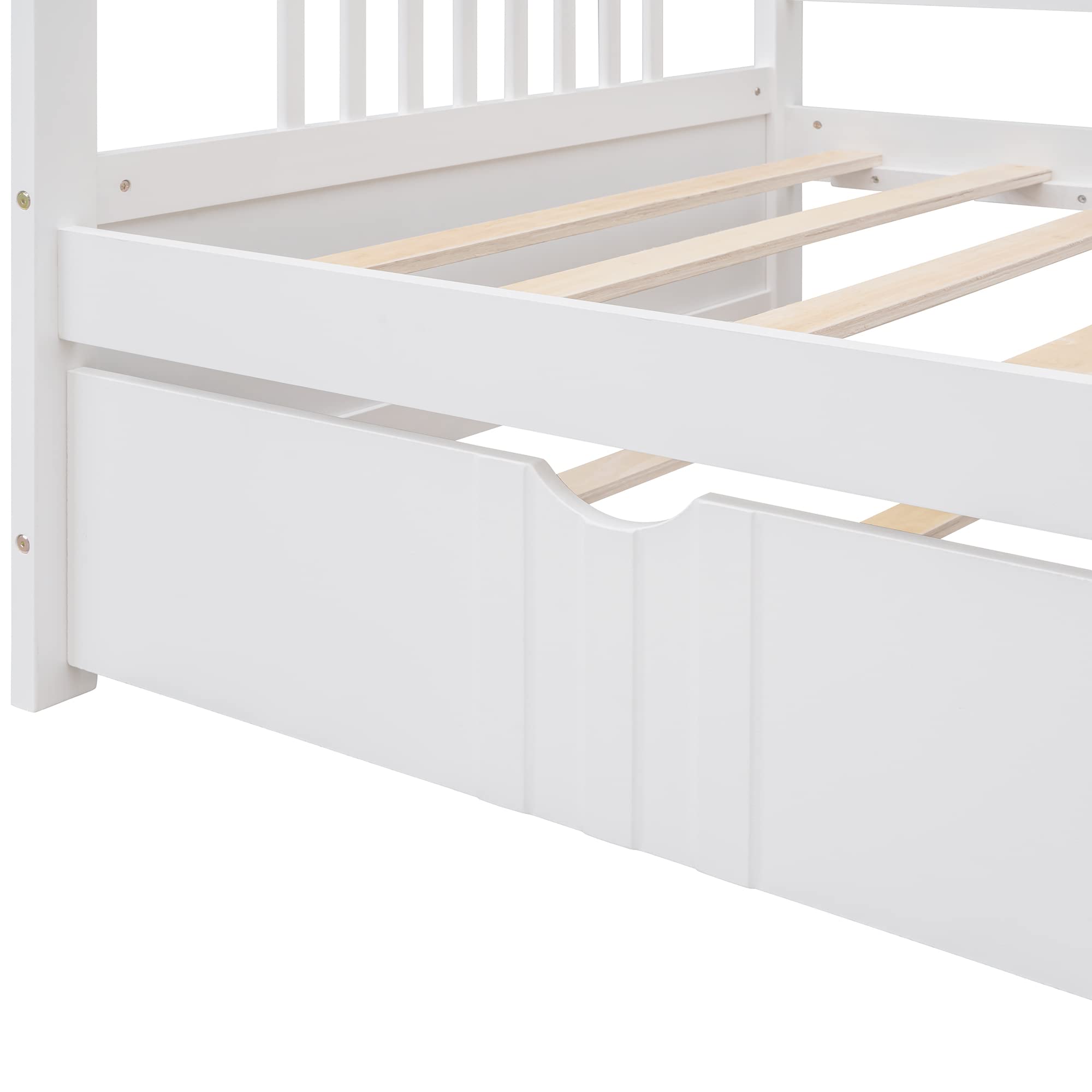 BIADNBZ Twin Size Day Bed with Trundle, Wooden Daybed Frame, for Bedroom Guest Room Office, White