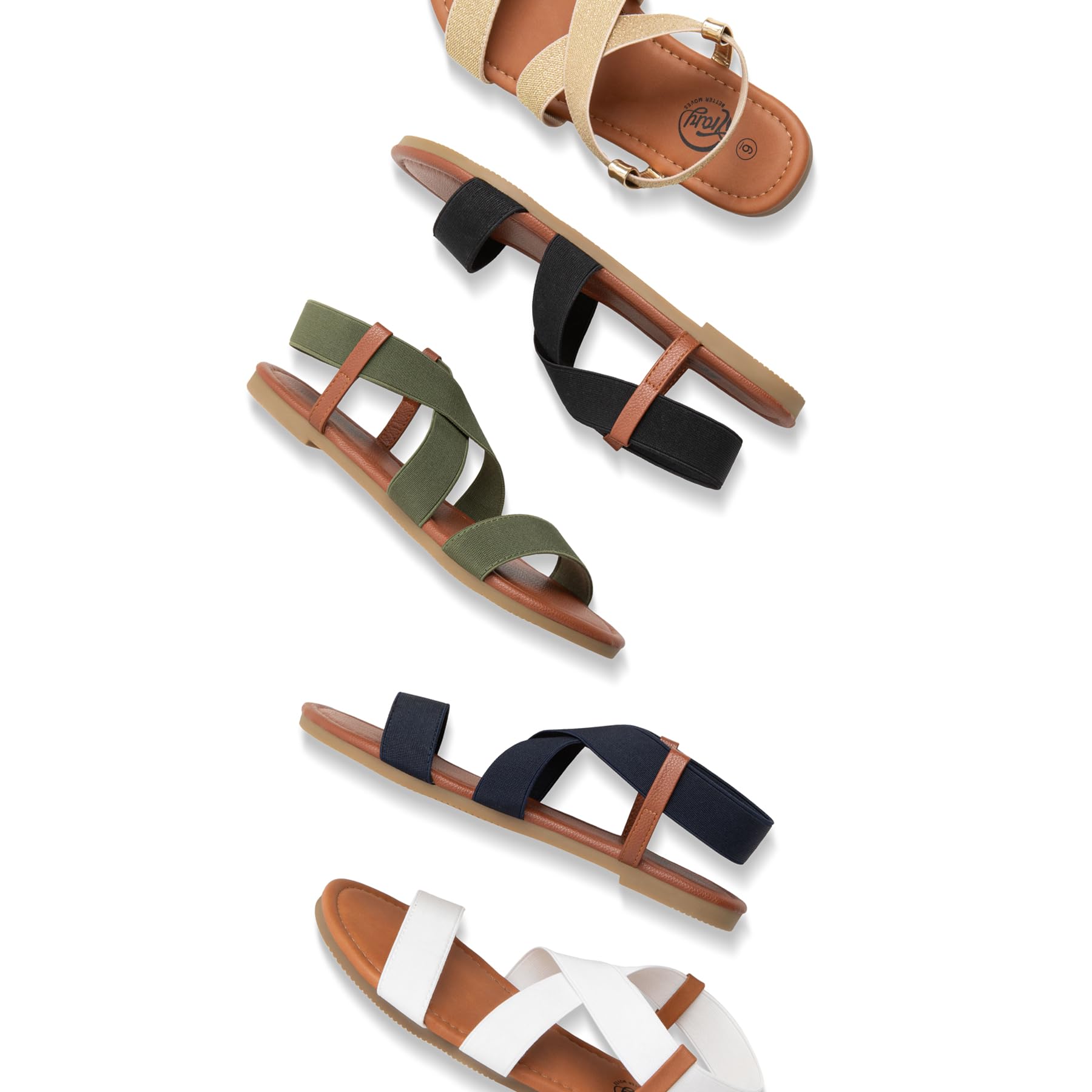 Trary Flat Sandals - Open Toe Cute Elastic Sandals for Women BLACK 08
