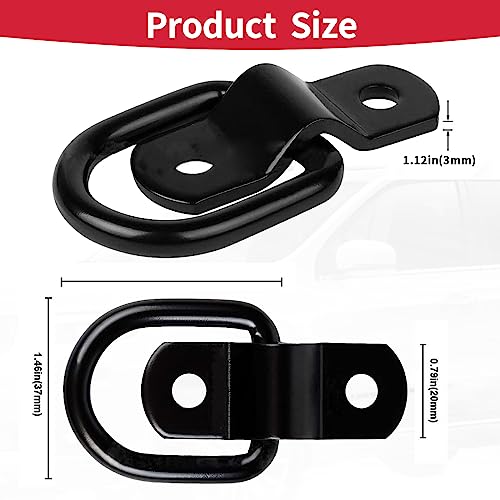 neynavy Pack-4 Multifunctional D-Ring Pull Ring, Load 2204.62 lbs Cargo Trailer Anchor Hook, Garage Workshop Wall Hook, Widely Used for Trucks, Pickups, Kayaks, Campers, Vans (Black)