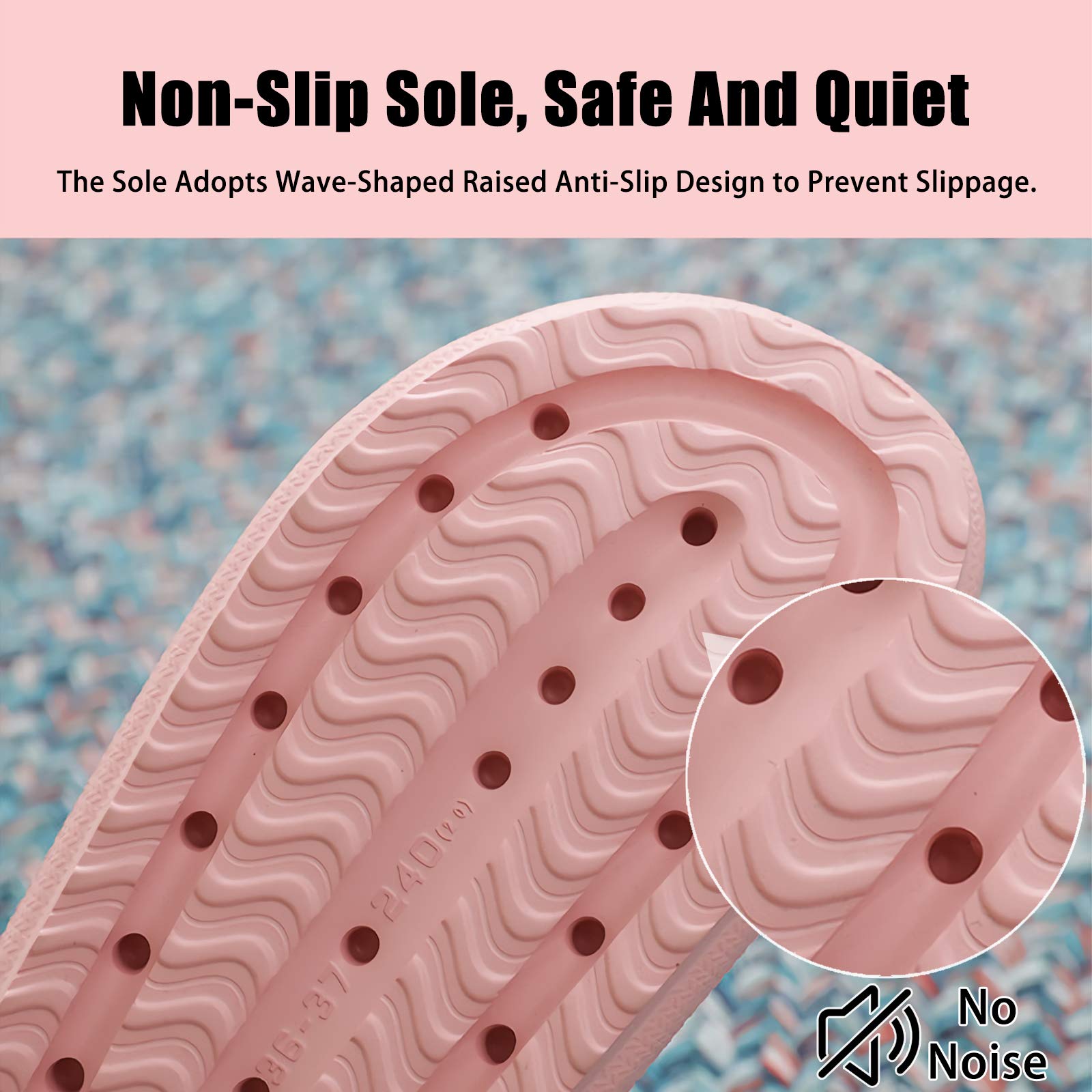 rosyclo Cloud Slippers for Women and Men, Pillow Slippers Massage Shower Bath Bathroom Soft Comfy Thick Sole Lady Garden House Cloud Cushion Slide Sandals Platform Shoes, Pink