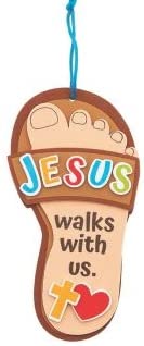 HAPPY DEALS ~ Jesus Walks Sandal Craft Kits | 12 Pack | 6 Inch | Religious Crafts for Kids