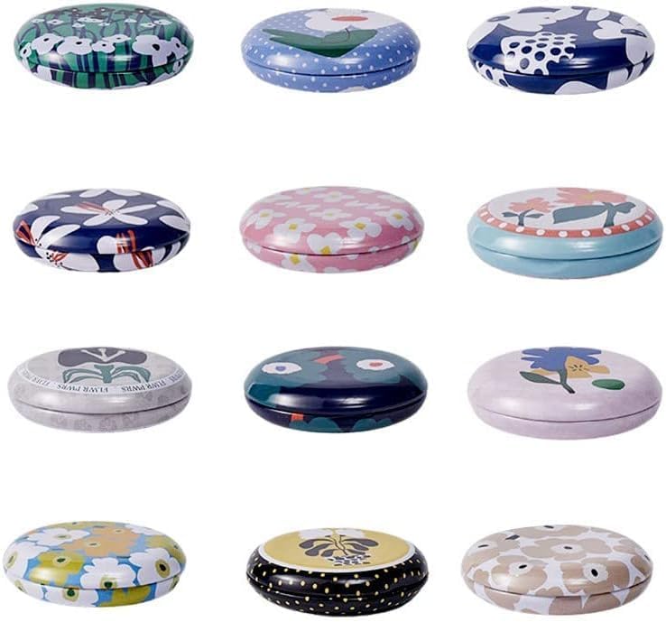 Rarapop 12 Pack Round Empty Tins Box Candle Jars, Small Travel Tin Cans, 1Oz Refillable Container Bottle Clip Tin for Candle, Lip Balm, Salve, Eye Shadow, Powder