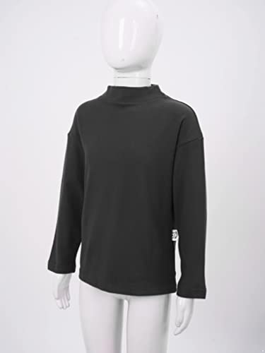 YiZYiF Kids Boys Girls Turtleneck Long Sleeves T-Shirts Thermal Tops Basic Solid Color Cotton Tee Undershirts Black 9-10 Years