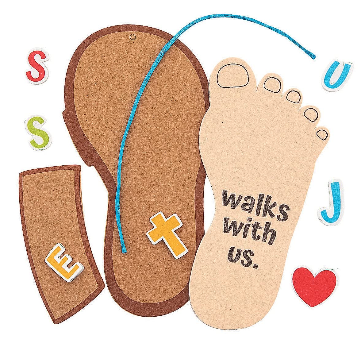 HAPPY DEALS ~ Jesus Walks Sandal Craft Kits | 12 Pack | 6 Inch | Religious Crafts for Kids
