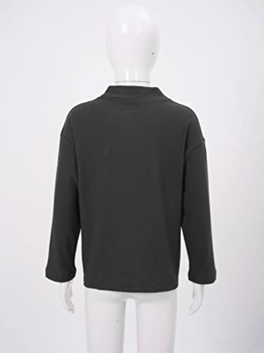 YiZYiF Kids Boys Girls Turtleneck Long Sleeves T-Shirts Thermal Tops Basic Solid Color Cotton Tee Undershirts Black 9-10 Years