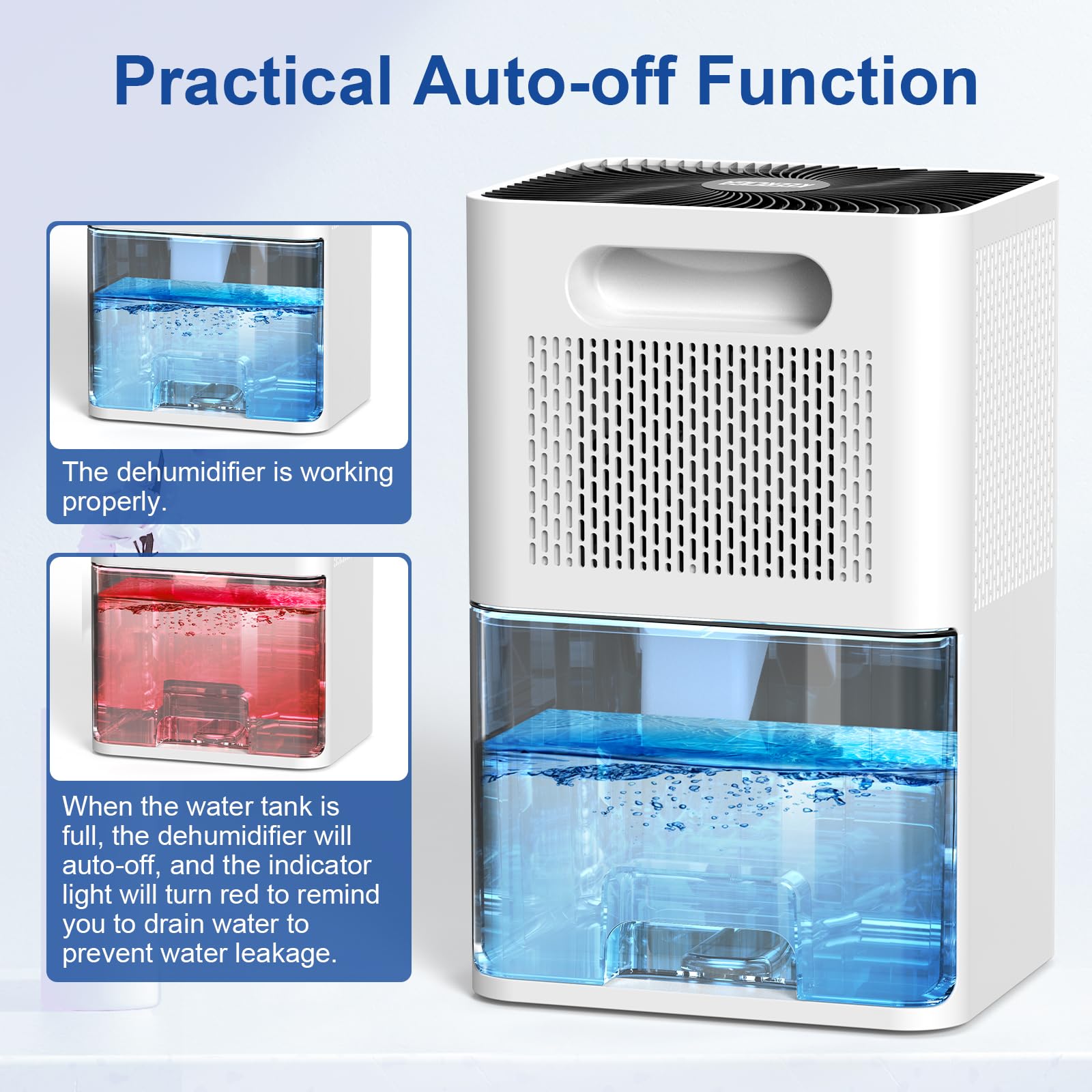 Dehumidifiers for Basement, 63OZ Dehumidifiers for Room with Auto Shut Off, Sleep Mode, Auto Defrosting, Efficient Quiet Portable Small Dehumidifier for Bathroom, Bedroom, Basement, RV