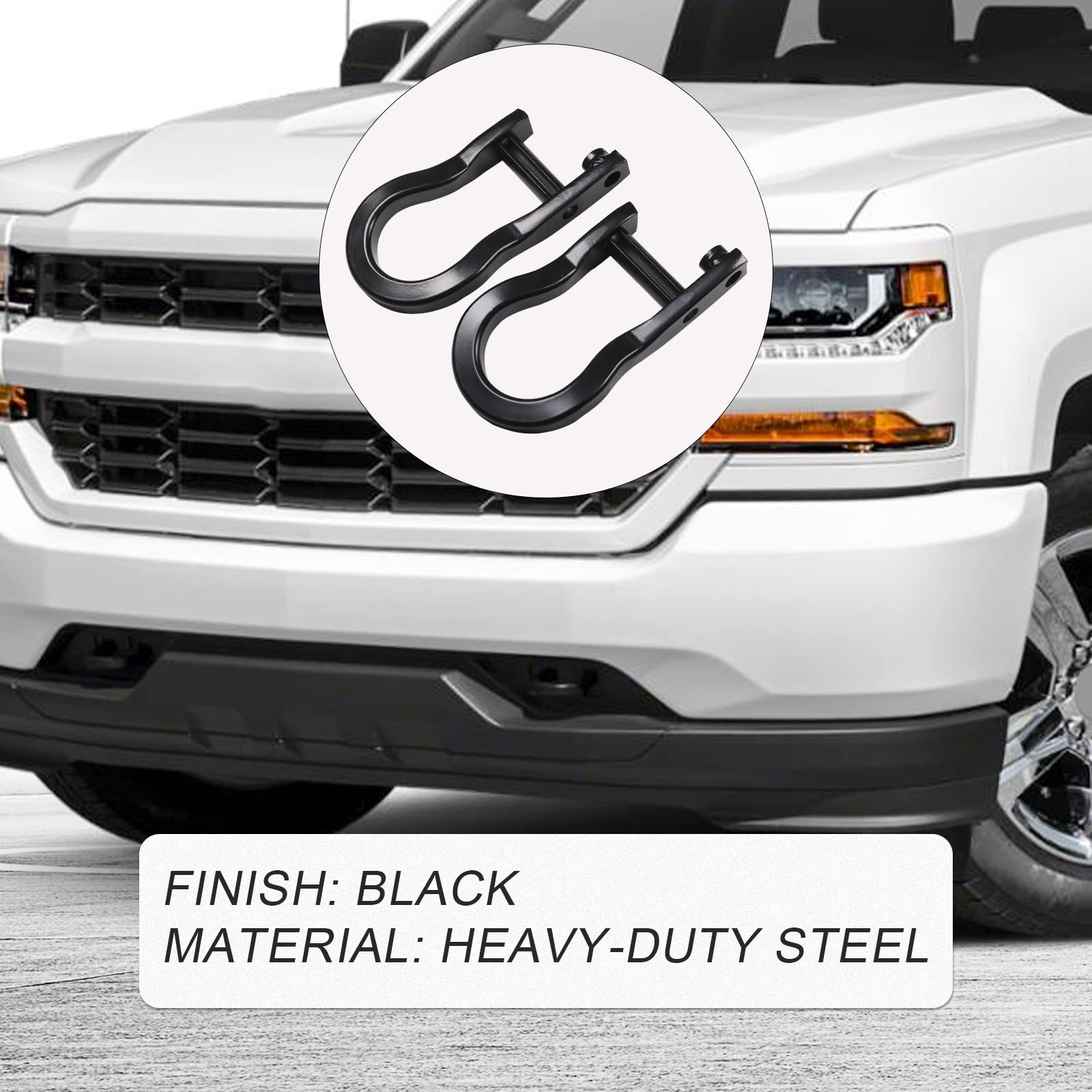 CARMOCAR Front Tow Hooks Ring Replacement for 2007-2019 Chevy Silverado GMC Sierra 1500 in Black Front Lower Bumper Trailer Ring Replace 84072463 Steel Alloy