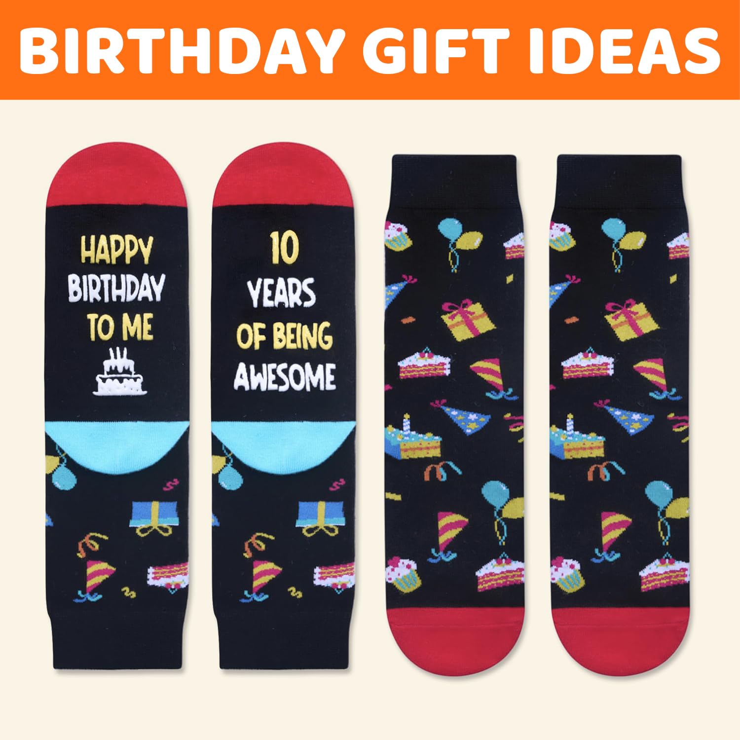 Zmart 10 Year Old Birthday Gifts for Boys - Socks for Tween Boys Girls Age 10, 10 Year Old Boy Gift Ideas, Presents for 10 Year Olds, Black