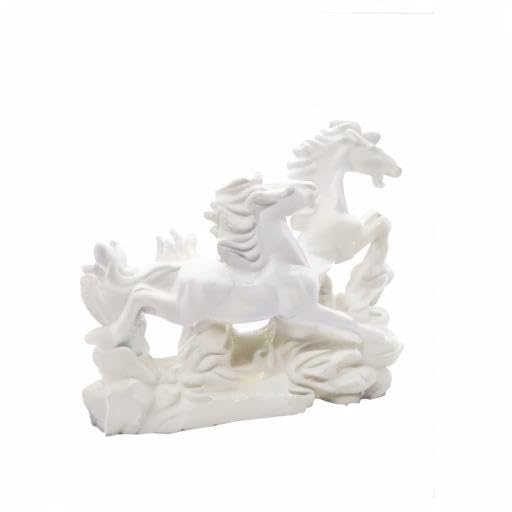 TREEMAISON Vastu White Running Horses for Prosperity | Positive Energy & Good Luck Showpiece | Resin Decor for Home & Office | Health & Wealth Enhancement