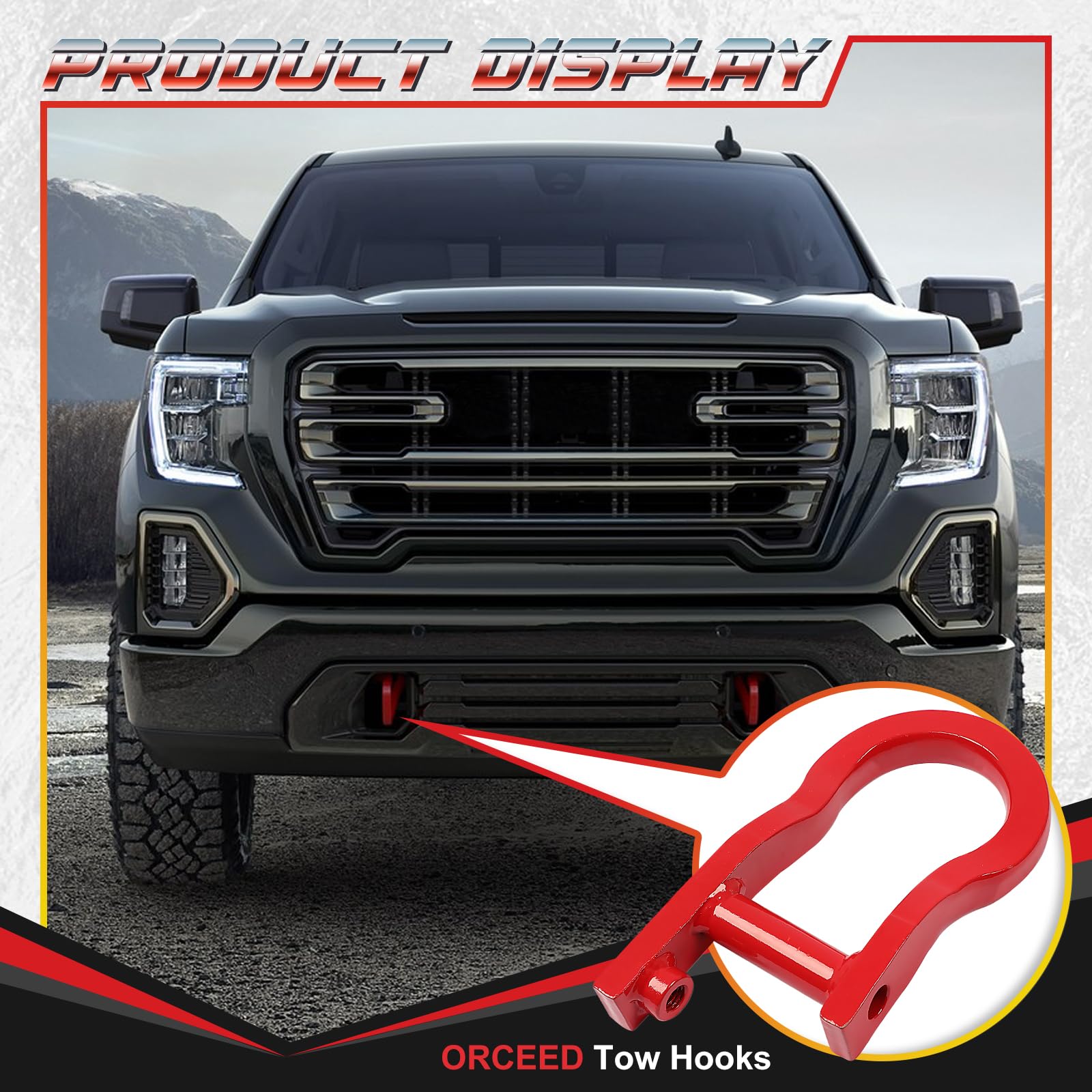 Pair of Front Tow Hooks Compatible with 2007-2019 Chevy Silverado GMC Sierra 1500 2019 Chevy Silverado GMC Sierra 1500 LD Replace OE Number 84192871