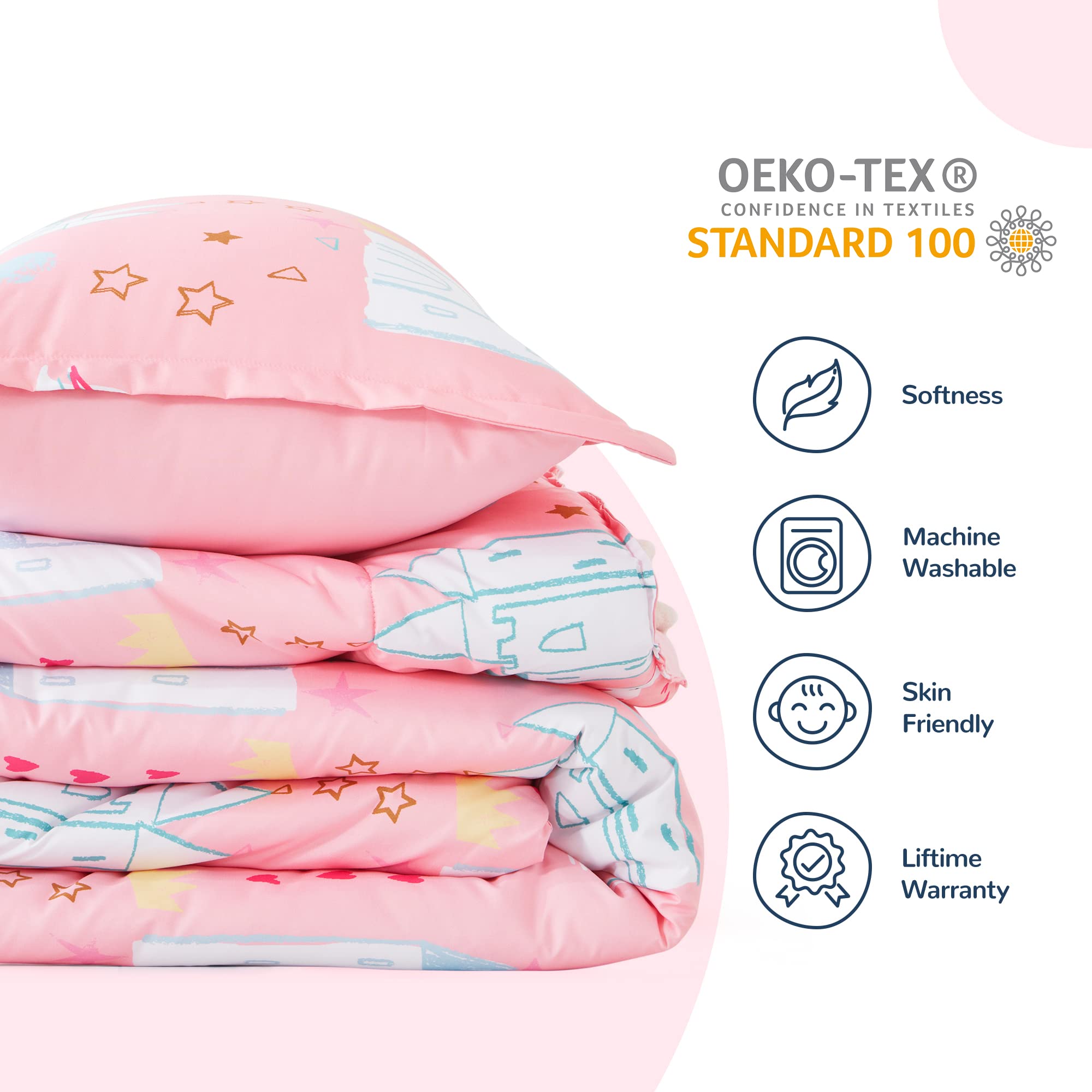 SLEEP ZONE Kids Bedding Twin Comforter Set - Super Soft & Cute Printed 2-Piece Comforter Set All Seasons for Boys, Girls, Fade Resistant, Machine Washable, Unicorn Castle