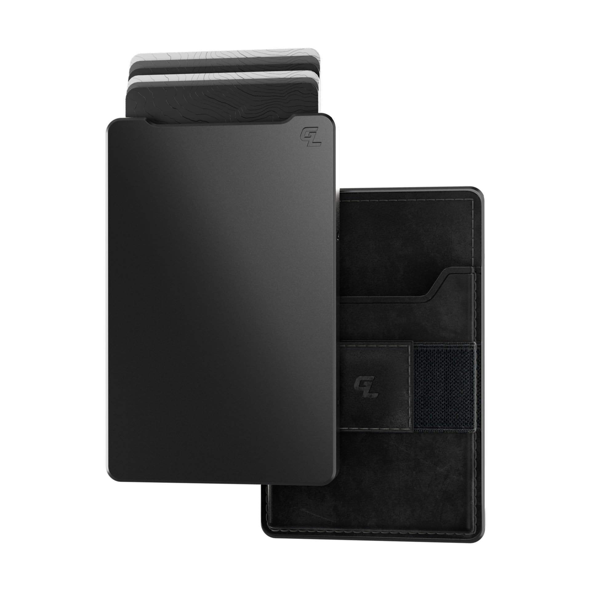 Groove Life Groove Wallet Gun Metal/Black Leather Go Mens Minimalist Aluminum Credit Card Holder, Magnetic Thumb Swipe, RFID Blocking, Magsafe, Genuine Leather Attachment, Lifetime Coverage