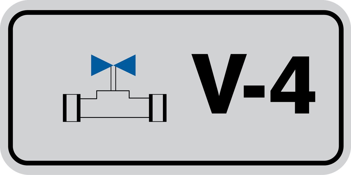 Accuform TDJ404XVE Adhesive Dura-Vinyl "V-4 Valve" Energy Source Standard Tag, 1-1/2" W x 3" L, Black/Blue on Gray