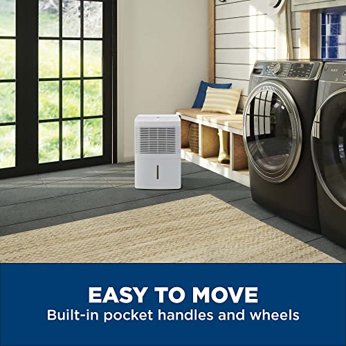 GE APPLIANCES GE Dehumidifier 20 Pint, Ideal for High Humidity Areas, Complete with Empty Bucket Alarm, Clean Filter Alert & LED Digital Controls, White Portable Dehumidifer