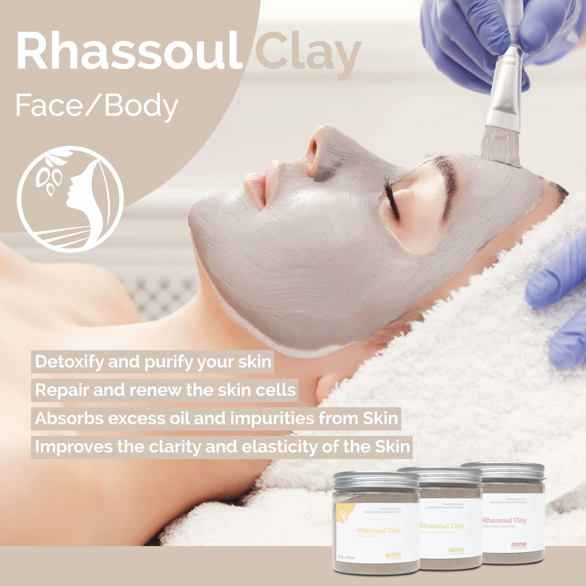 Fatima's Garden Rhassoul Clay - Natural Detox Clay for Skin & Hair, 1Kg