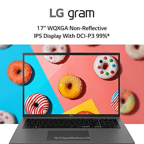 LG gram (2022) 17Z90Q Ultra Lightweight Laptop, 17" (2560 x 1600) IPS Display, Intel Evo 12th Gen i7 1260P Processor, 32GB LPDDR5, 2TB NVMe SSD, FHD Webcam, WiFi 6E, Thunderbolt 4, Windows 11, Gray
