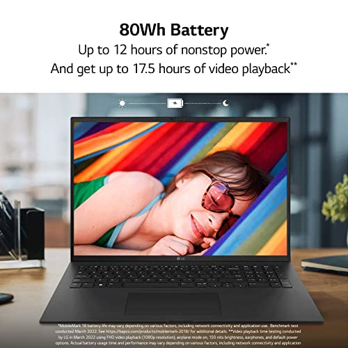 LG gram (2022) 17Z90Q Ultra Lightweight Laptop, 17" (2560 x 1600) IPS Display, Intel Evo 12th Gen i7 1260P Processor, 32GB LPDDR5, 2TB NVMe SSD, FHD Webcam, WiFi 6E, Thunderbolt 4, Windows 11, Gray