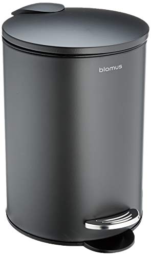 blomus -Tubo Pedal bin Made of Powder-Coated Steel, Anthracite, 3L Capacity, Smart Close System, Removable Bucket, Exclusive Bathroom Accessory (H x W x D): 24.5 x 17 x 17 cm, Anthracite, 6888)