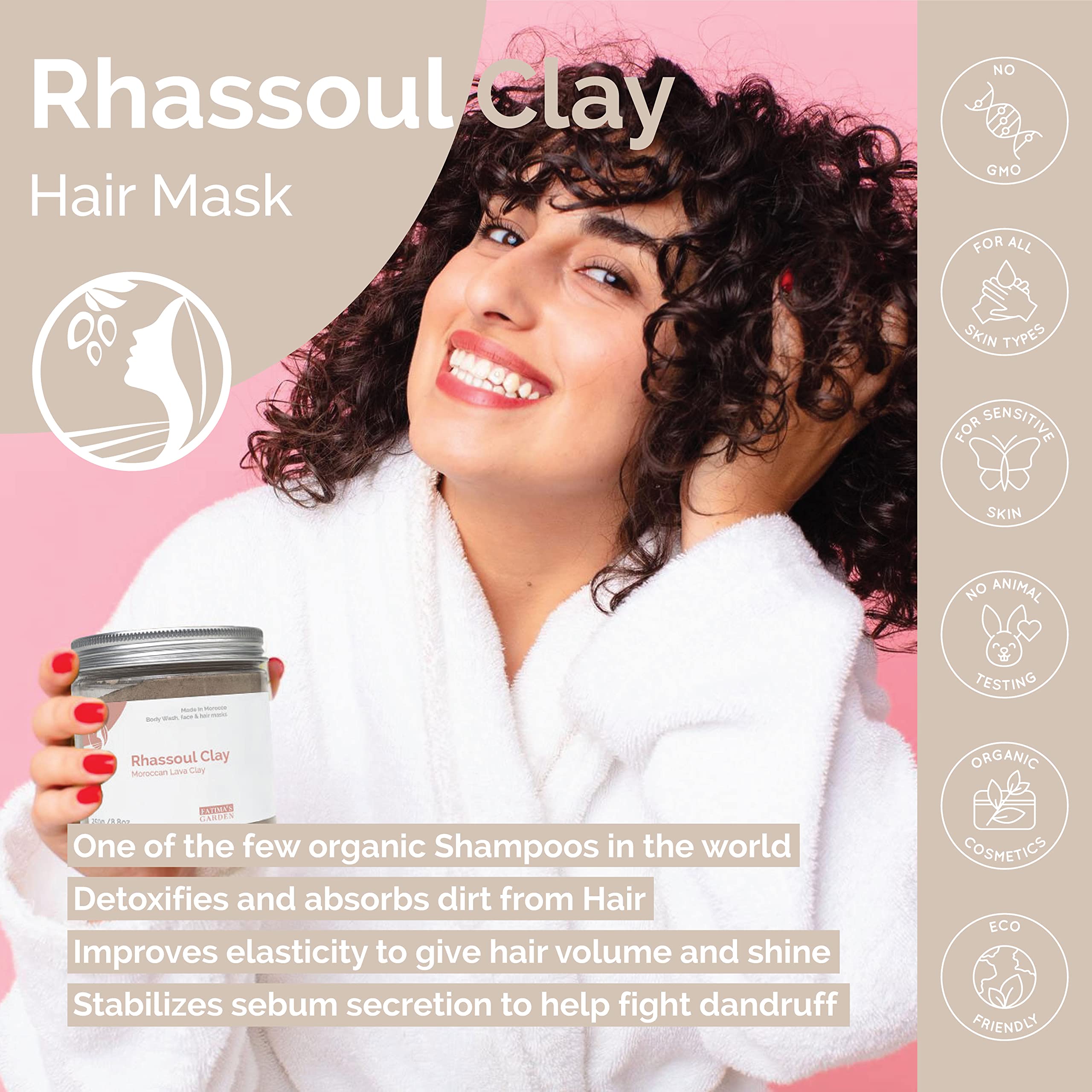 Fatima's Garden Rhassoul Clay - Natural Detox Clay for Skin & Hair, 1Kg