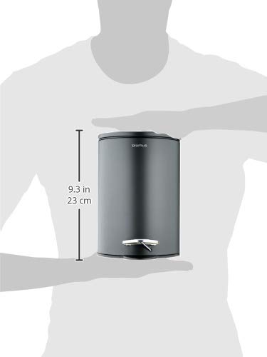blomus -Tubo Pedal bin Made of Powder-Coated Steel, Anthracite, 3L Capacity, Smart Close System, Removable Bucket, Exclusive Bathroom Accessory (H x W x D): 24.5 x 17 x 17 cm, Anthracite, 6888)