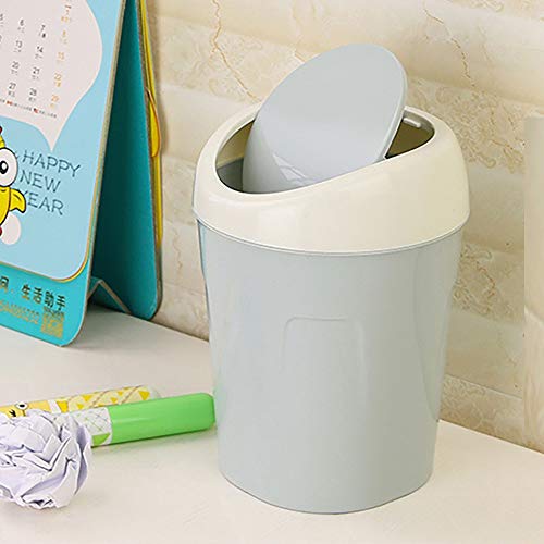 Yu2d Trumpet Desktops Mini Creative Covered Kitchen Living Room Trash Can (Light Blue)