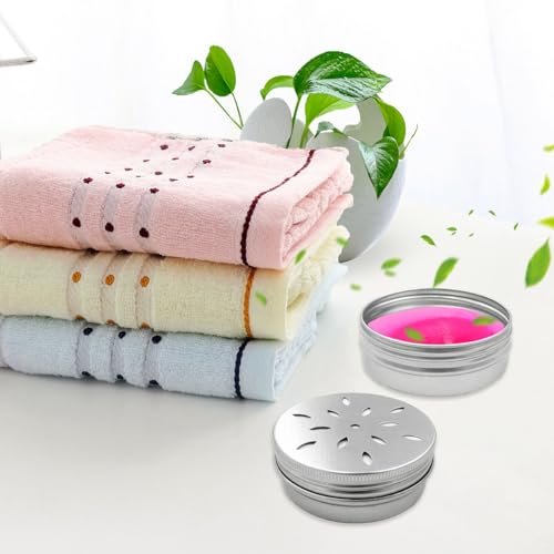 2 Ounce Aluminum Tin Cans, 24Pcs Empty Storage Containers with Hollow Lids,60ml Metal Tin Cans Screw Lid Round Jars Sample for Aromatherapy Air Freshener Candles Salve Spices Candies