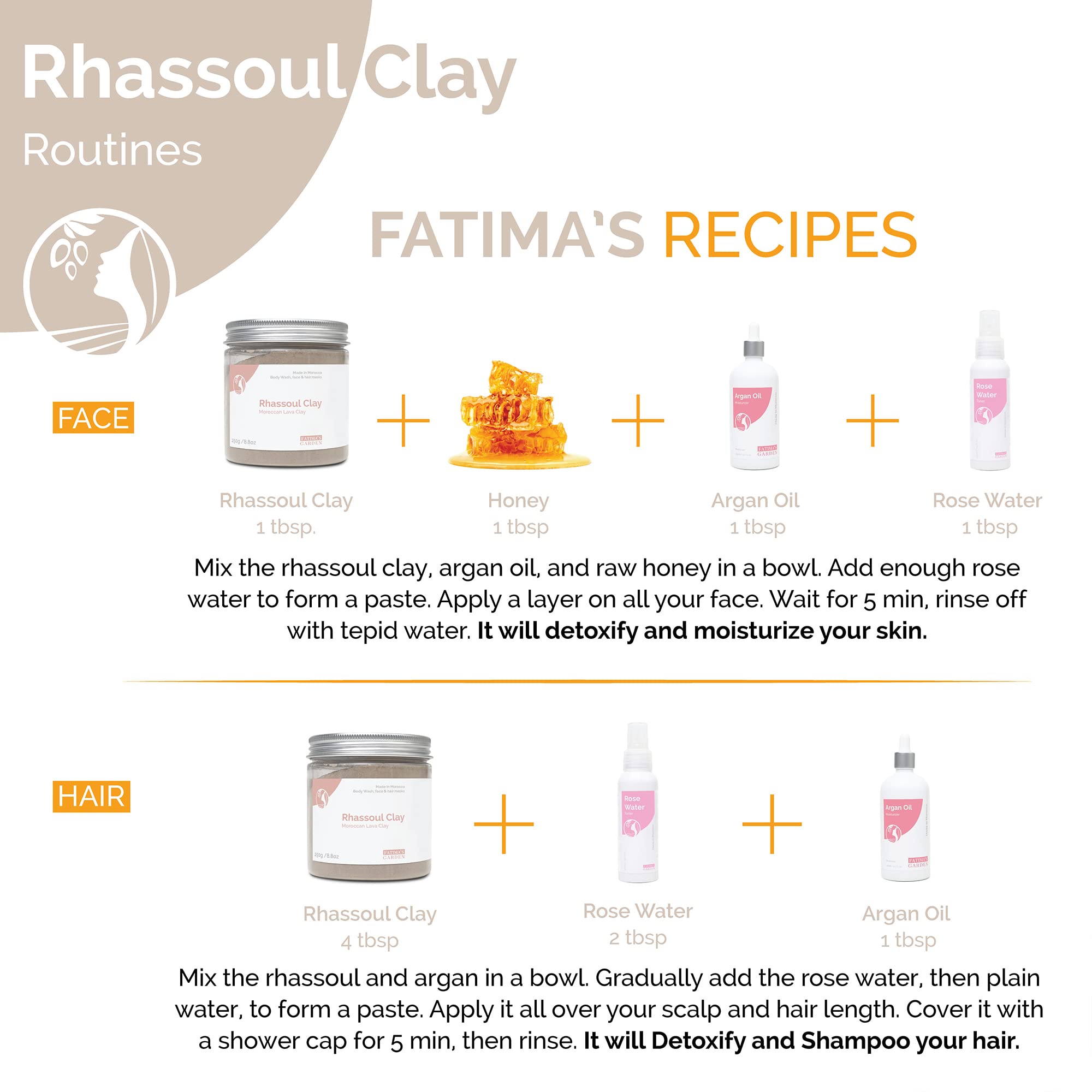 Fatima's Garden Rhassoul Clay - Natural Detox Clay for Skin & Hair, 1Kg