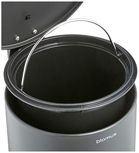 blomus -Tubo Pedal bin Made of Powder-Coated Steel, Anthracite, 3L Capacity, Smart Close System, Removable Bucket, Exclusive Bathroom Accessory (H x W x D): 24.5 x 17 x 17 cm, Anthracite, 6888)