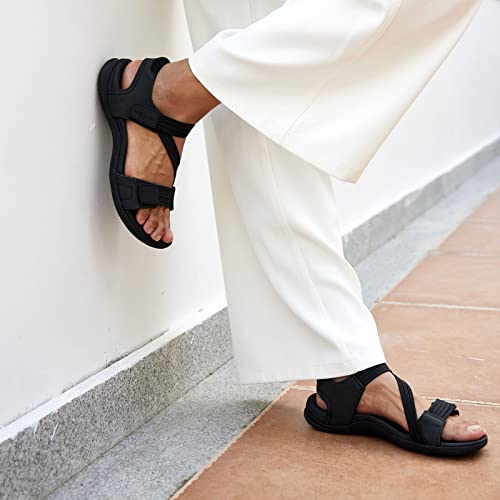 MEGNYA Comfortable Hiking Sandals for Women, Lightweight Walking Sport Slides Black Size 9