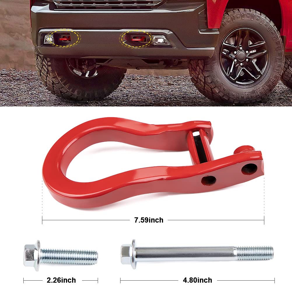 JDMON Compatible with Front Bumper Tow Hook Chevy Silverado 1500 Chevy Silverado 1500 2019 2020 2021 2022 Replaces 84280202 2Pcs (Red)