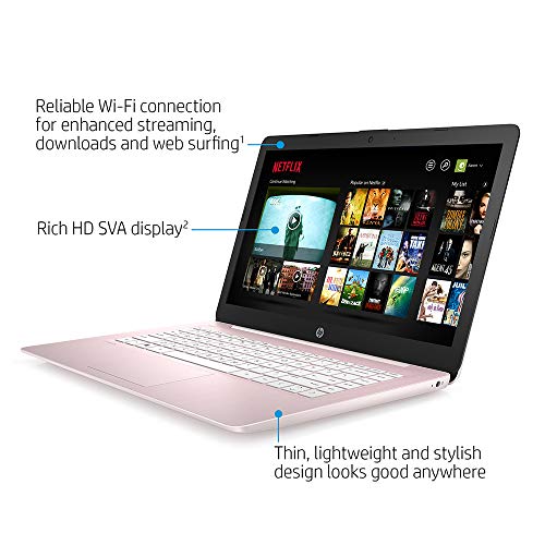 2021 HP Stream 14" HD SVA Laptop Computer, Intel Celeron N4000 Processor, 4GB RAM, 64GB eMMC Flash Memory, Webcam, 1-Year Office, Intel UHD Graphics 600, Win 10S, Rose Pink, 32GB SnowBell USB Card