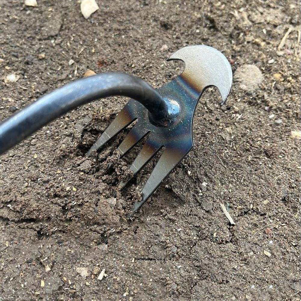 New Weeding Artifact Uprooting Weeding Tool, Upgrade Garden Weed Pulling Tool, Manganese Steel Forged Weed Puller 4 Teeth Dual Purpose Weeder with Handle for Garden Yard Farm (B-Iron Handle)