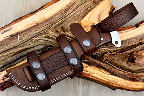 ALZAFASH Horizontal Carry Knife, Tracker Knife with Sheath, Hunting Knife with 1095 Carbon Steel Blade, Camping Knife, Hiking Knife