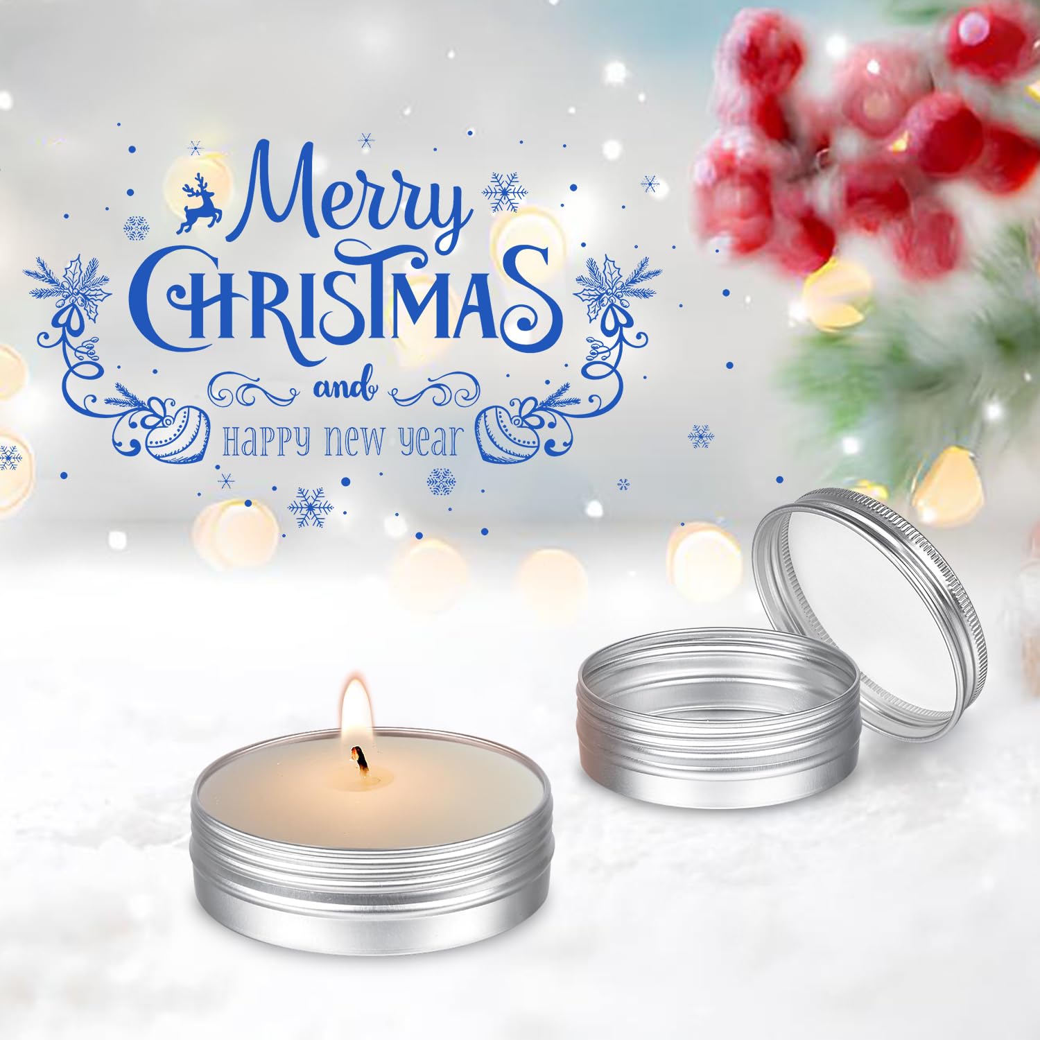 Aluminum Tin Cans, 24PCS 2 Oz Metal Round Containers Screw Lid Empty Small Travel Tins for Candles, Salve, Cosmetics