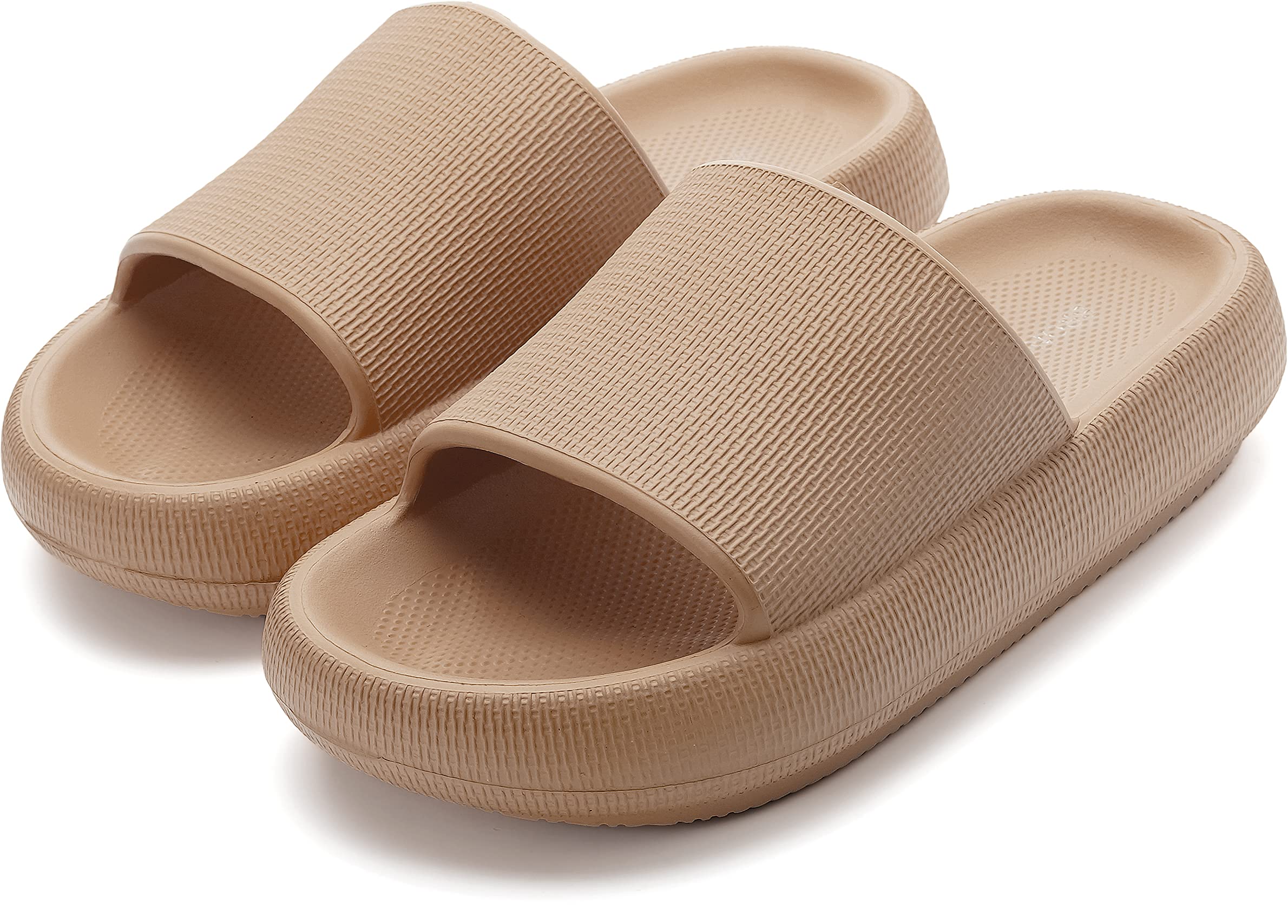 BRONAX Slides for Women and Men Size 9 Pillow Indoor Soft Slippers House Home Shower Bath Garden Spa Sandals Comfy Cushioned Thick Sole 40-41 Brown