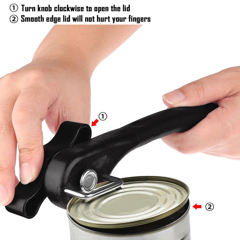 YJYdada New Multifunction Stainless Steel Safety Side Cut Manual Can Tin Opener (Black)