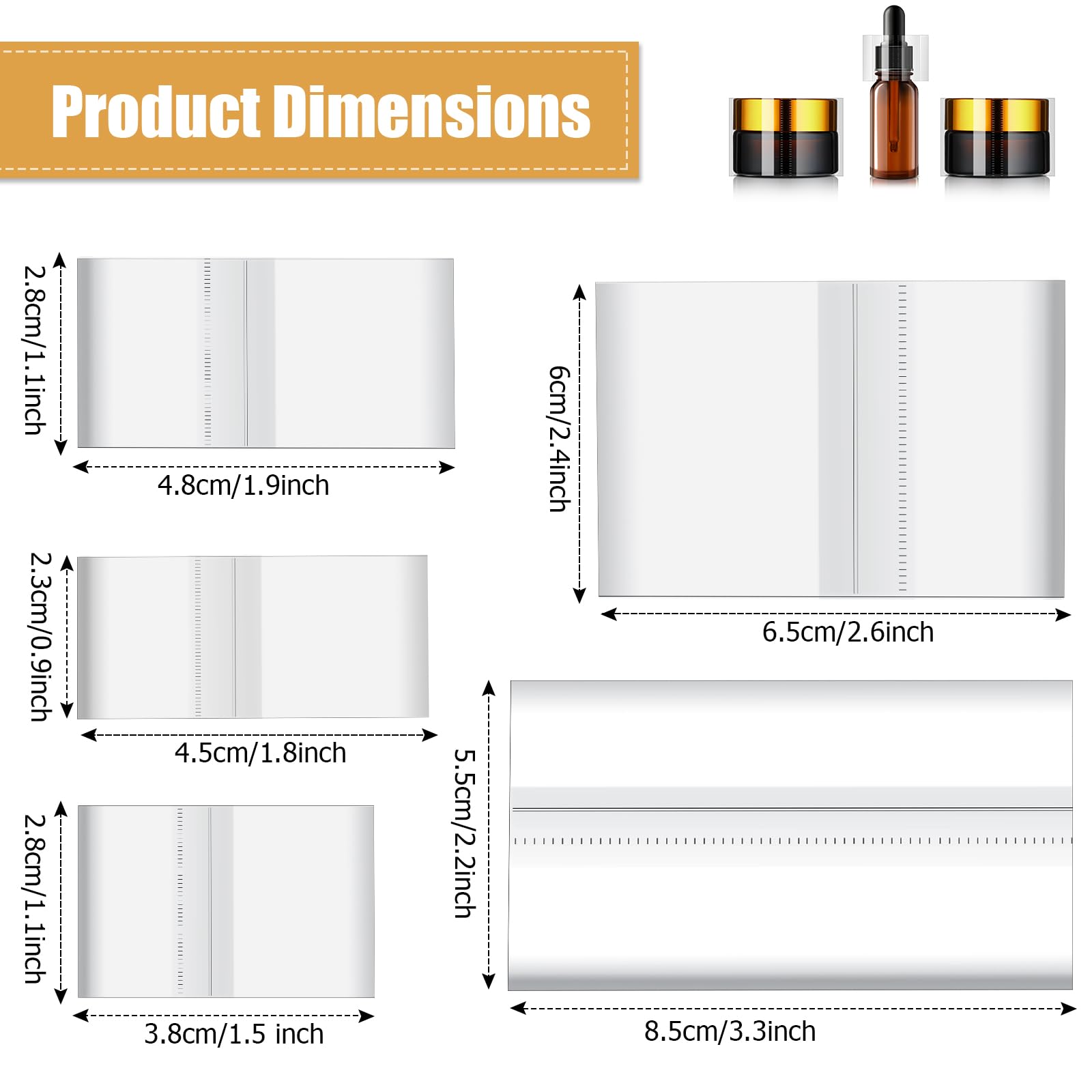 Boao 1250 Pieces Shrink Band for Bottles PVC Heat Shrink Wrap for Jars Perforated Shrink Wrap for Bottles Shrink Band Tamper for Cans and Tins, 5 Size, 250 Pieces of Each Size (Clear)