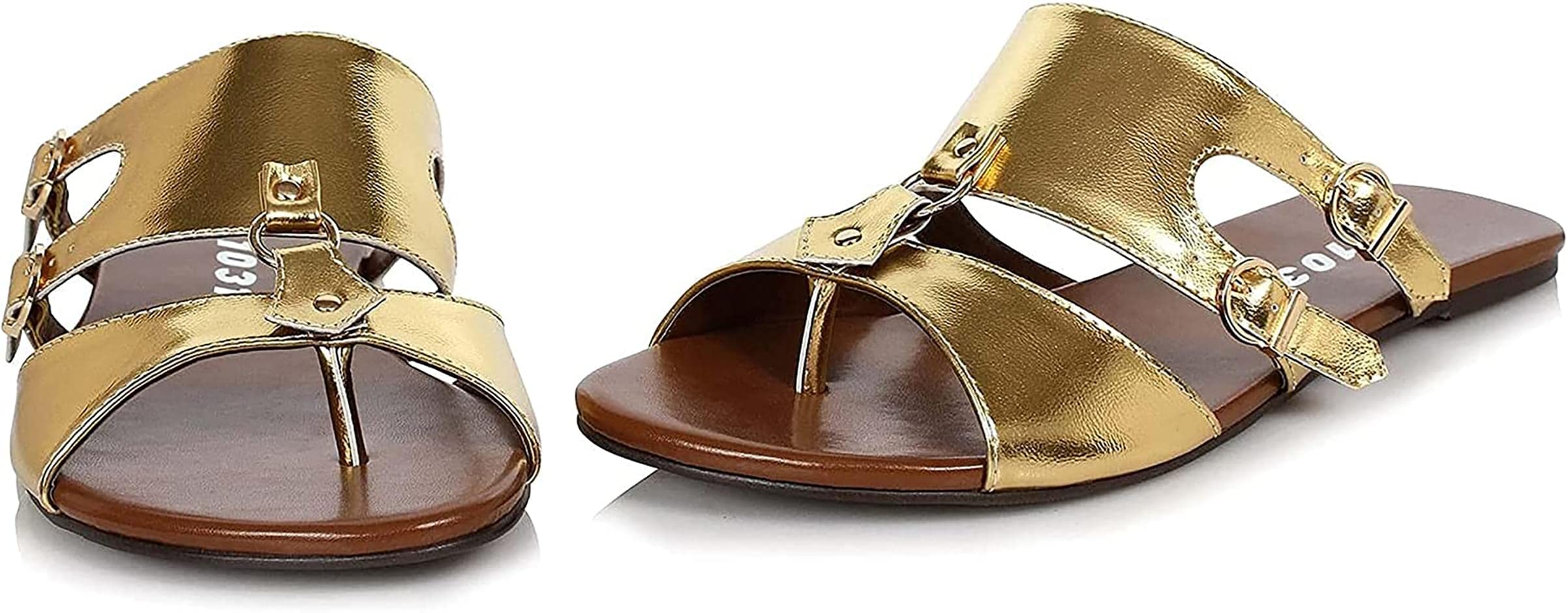 Ellie Shoes Men's Flat Sandal, Gold, Small