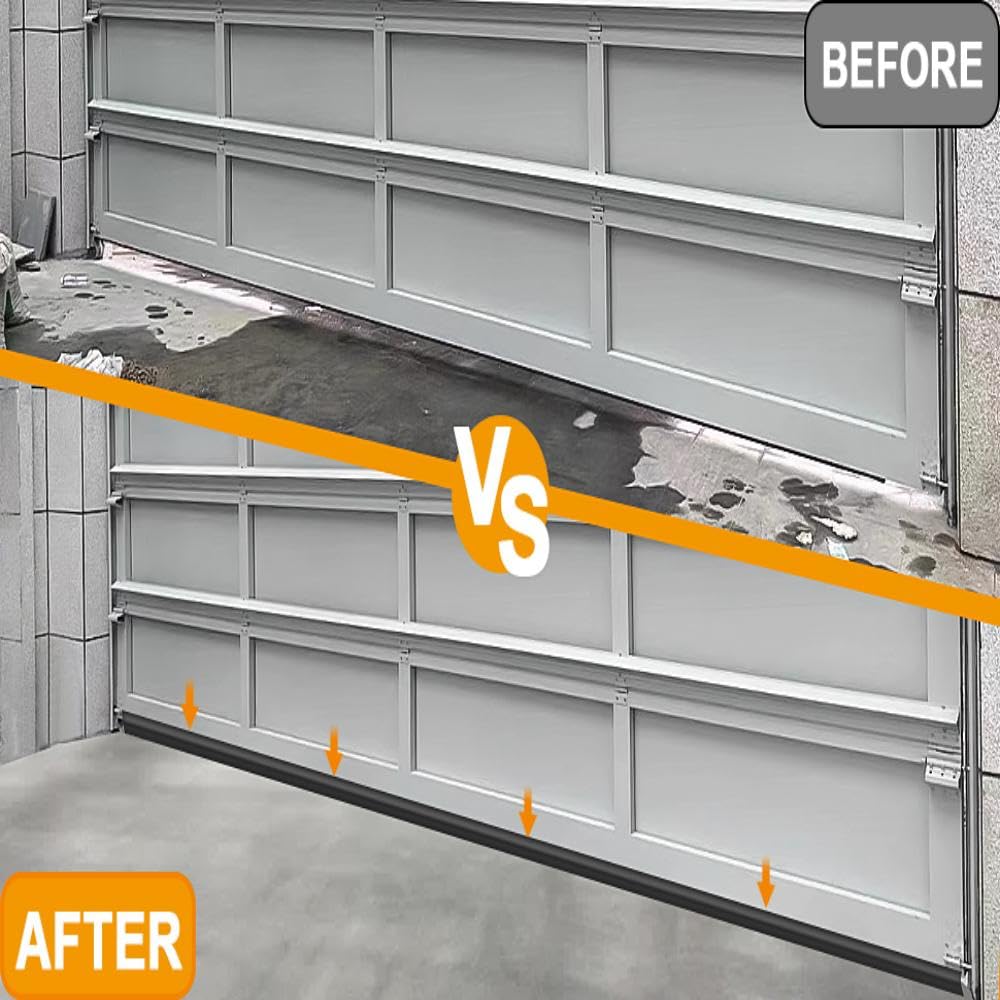Universal Garage Door Threshold Seals Bottom Rubber Replacement, weatherproofing Garage Door Weather Stripping with Nails (32.8ft)
