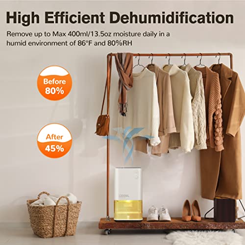Upenjok 40oz Small Dehumidifier with LED Lights & Auto Shut Off - Perfect for 322 sq. ft Bedroom, Bathroom, RV, Closet KW-CS01 NEW
