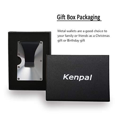 Metal Wallets for Men with Money Clip - Slim Minimalist Aluminum Wallet Credit Card Holder RFID Blocking(Cd Raised Grain, Silver)