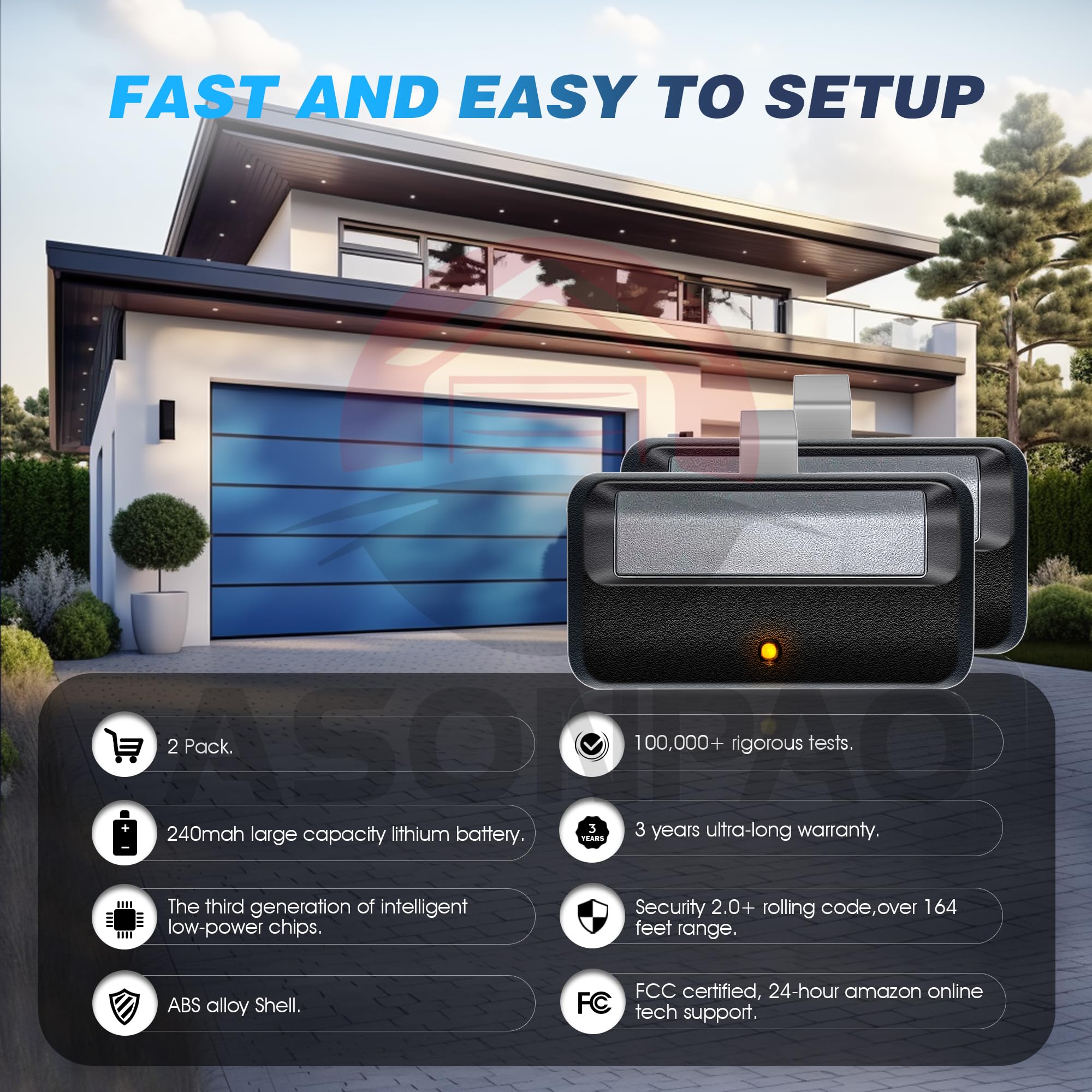 2Pack-950ESTD Chamberlain Garage Door Opener Remote (Yellow Learn Button Security+ 2.0 myQ) 3-Year-Warranty