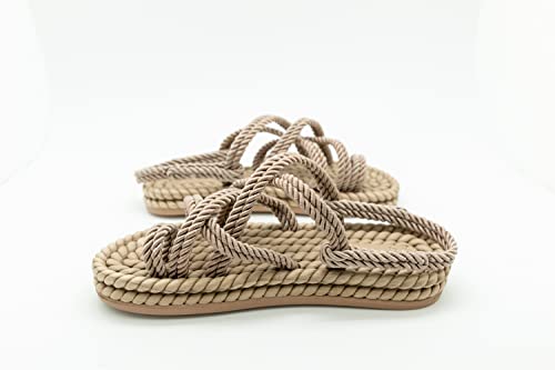 Alpy Rope Shoes | Straw Strap Slide Sandals | Walking Sandals |0 Handmade | Eco-friendly | For women (Mink, us_footwear_size_system, adult, women, numeric, narrow, numeric_6)