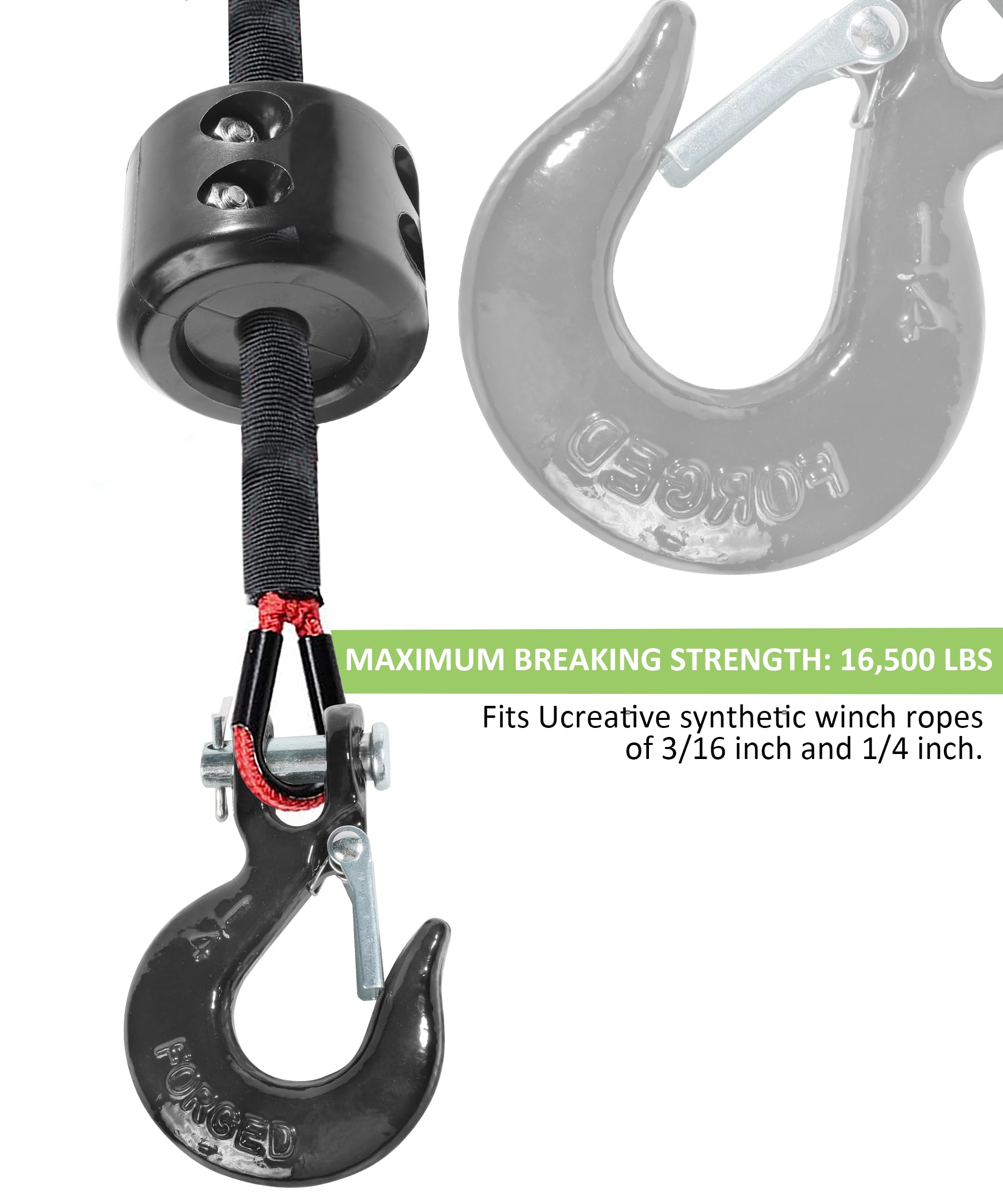 RACOONA Winch Hook,Chain Hook,1/4 inch Clevis Slip Hook with Safety Latch,Car Accessories Heavy Duty Safety Chain Hook,Forged Steel Towing Winch Hook for ATV UTV,Fit 3/16” 1/4” Synthetic Winch Rope