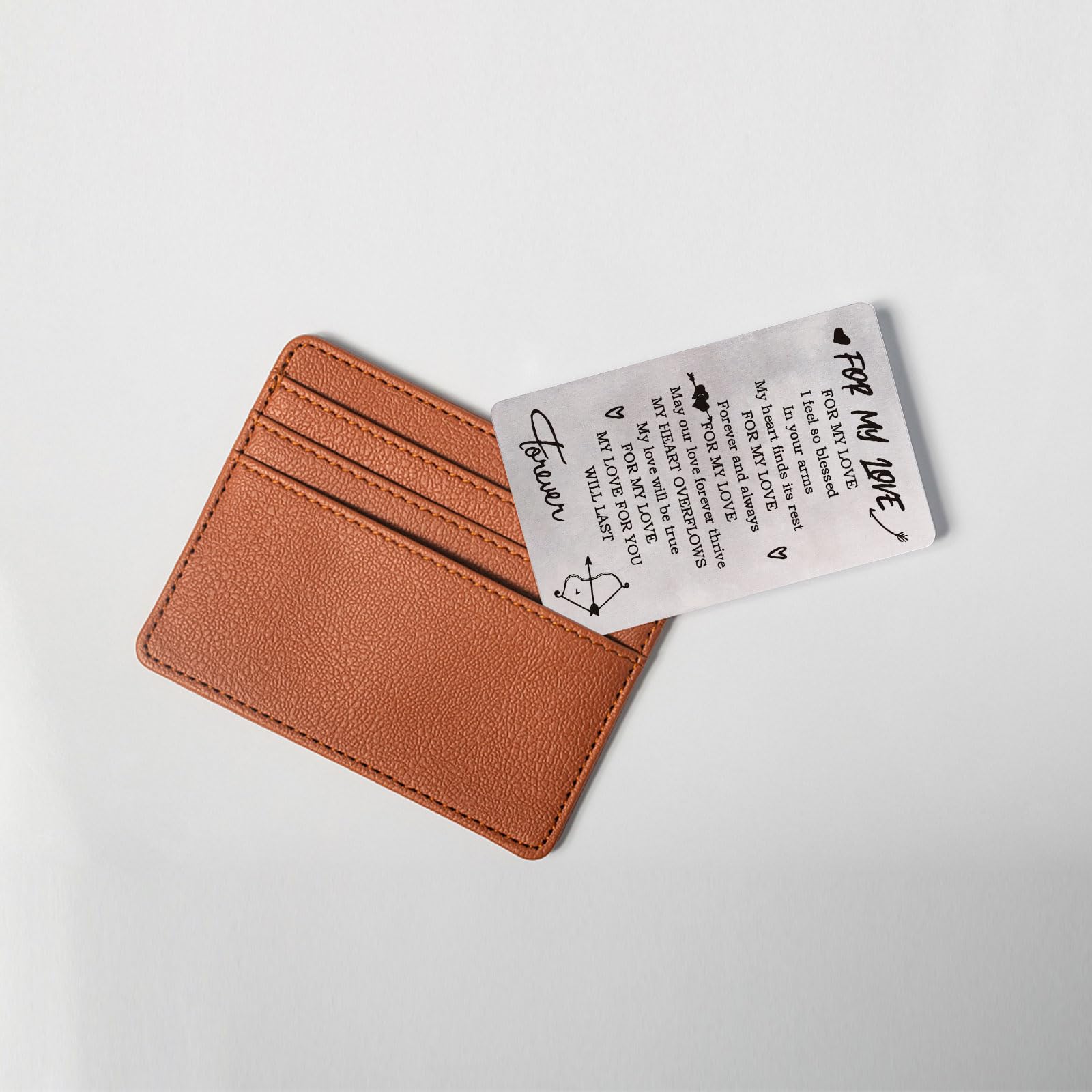 Demiwise Wallet Card, Metal Engraved Wallet Insert Card(FOR MY LOVE ), Metal Gift Card for Him or Her, Anniversary Card for Wedding, Birthday and Valentine's Day